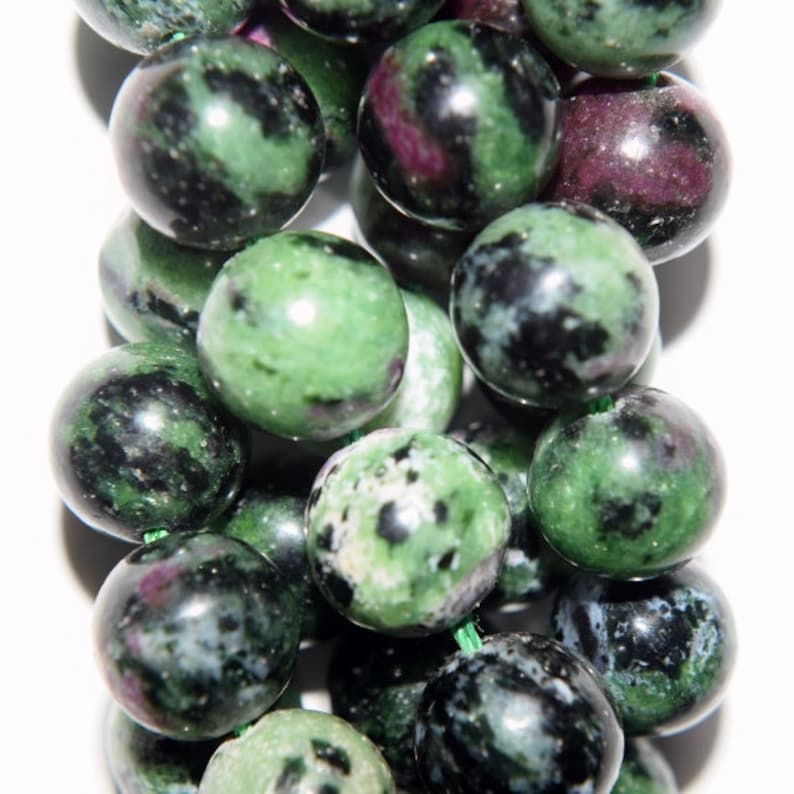 Genuine Ruby Zoisite Beads Round 10 Mm Gemstone Beads Full - Etsy