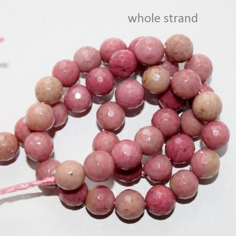 Genuine Faceted Rhodonite Beads Round 8 Mm Gemstone Beads - Etsy