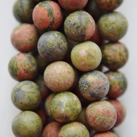 Genuine Matte Unakite Beads Round 6 mm Gemstone Beads Full | Etsy