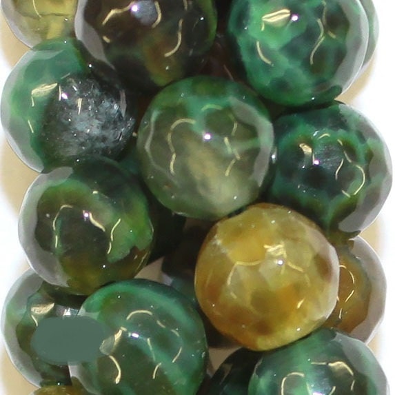 Faceted Crackle Agate Beads Round 8 Mm Gemstone Beads Full | Etsy