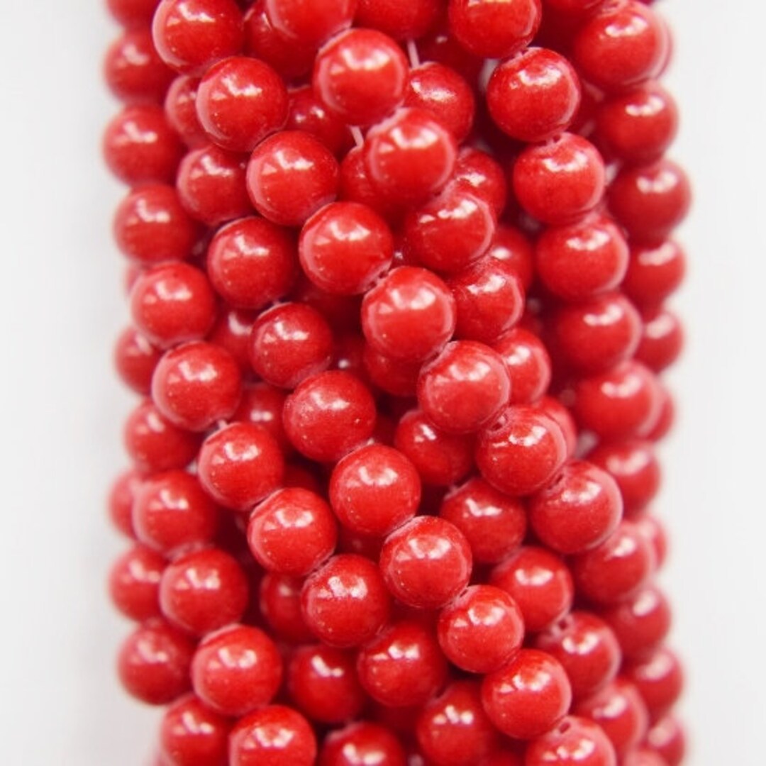 4 Mm Mashan Jade Round 4 Mm Candy Apple Red Colored Beads, Semi ...