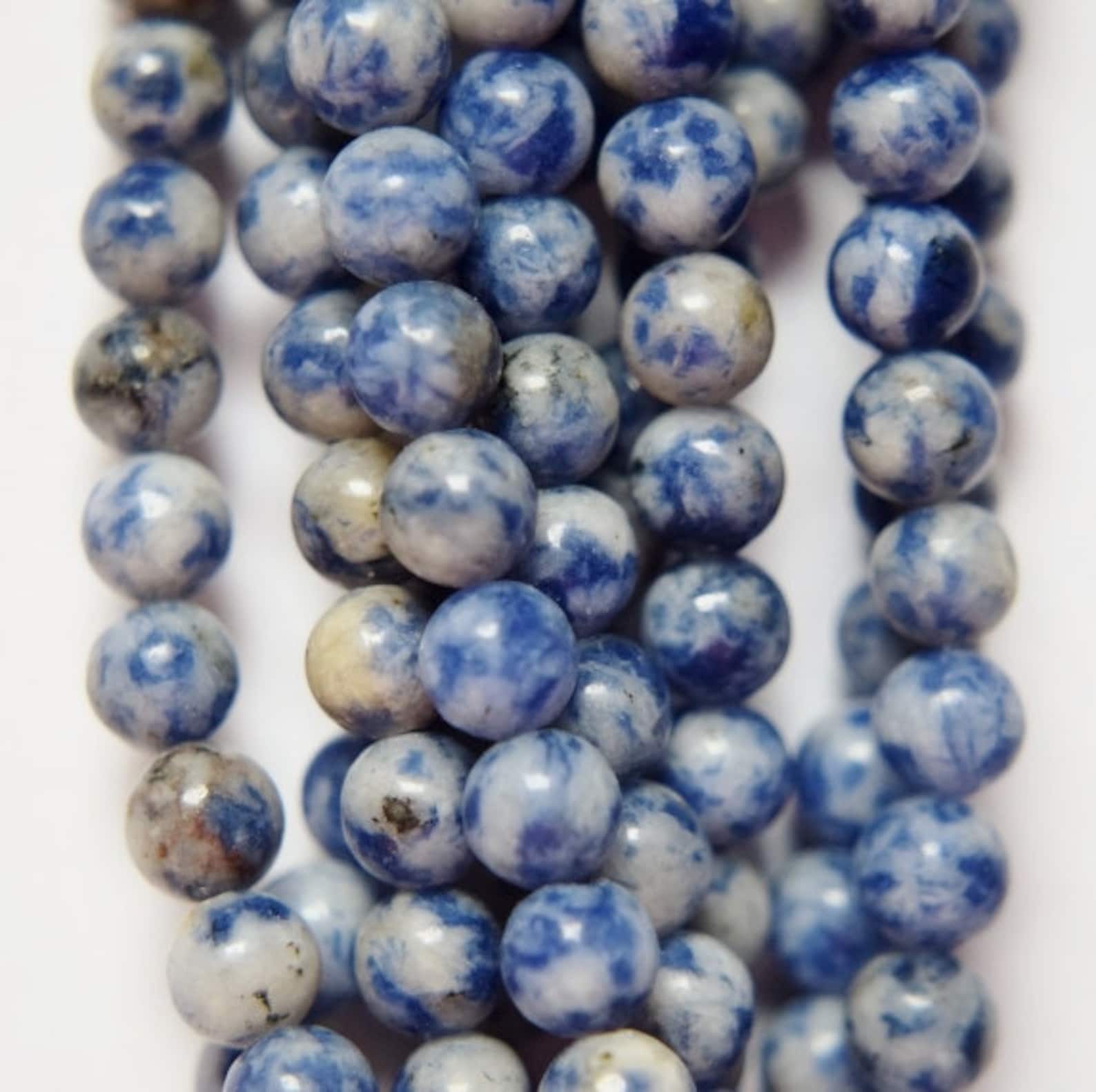 Natural Blue Spot Jasper Beads Round 6 Mm Gemstone Beads | Etsy