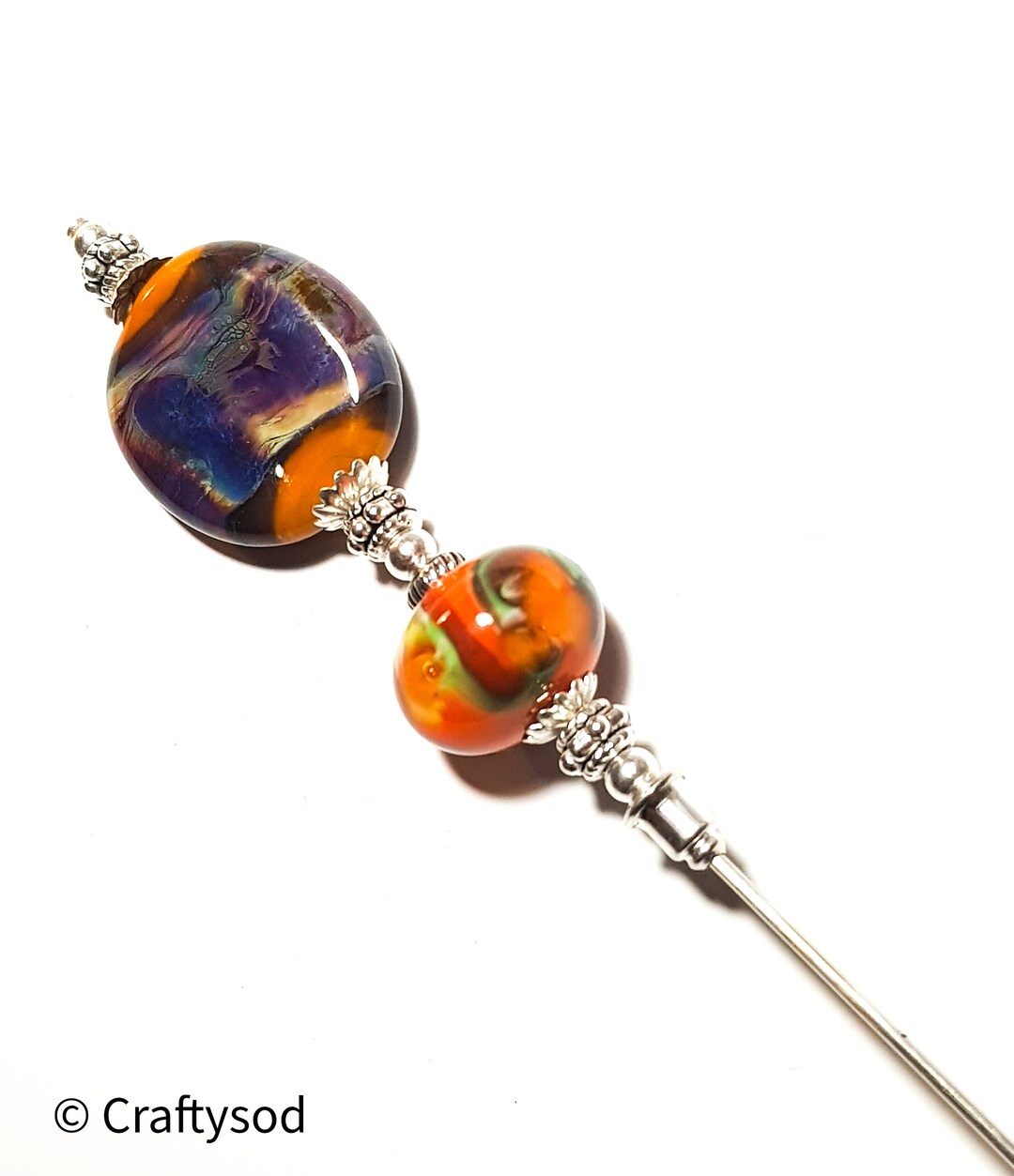6 Orange & Purple Glass Bead Hat Pin Vintage Antique - Etsy UK