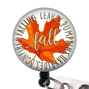 Fall Badge Reel/fall Leaf Badge Reel/badge Holder/id Holder/badge Reel ...