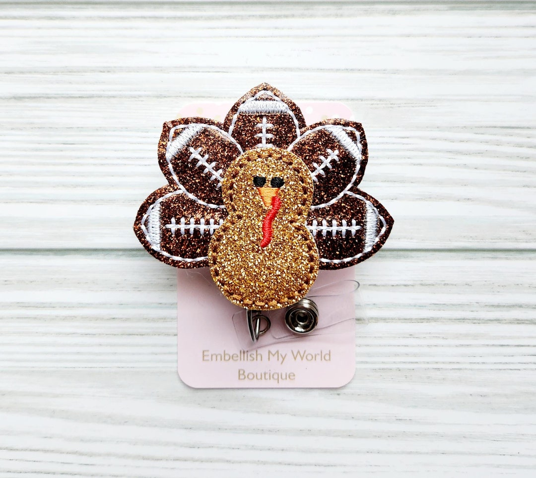 Football Turkey Badge Reel/thanksgivingbadge Reel/badge Holder/id ...