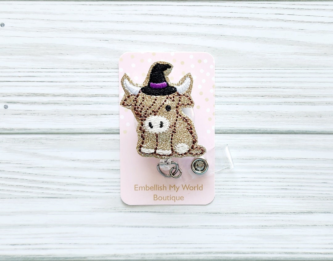 Halloween Highland Cow Badge Reel/retractable Badge Reel/nurse Badge ...
