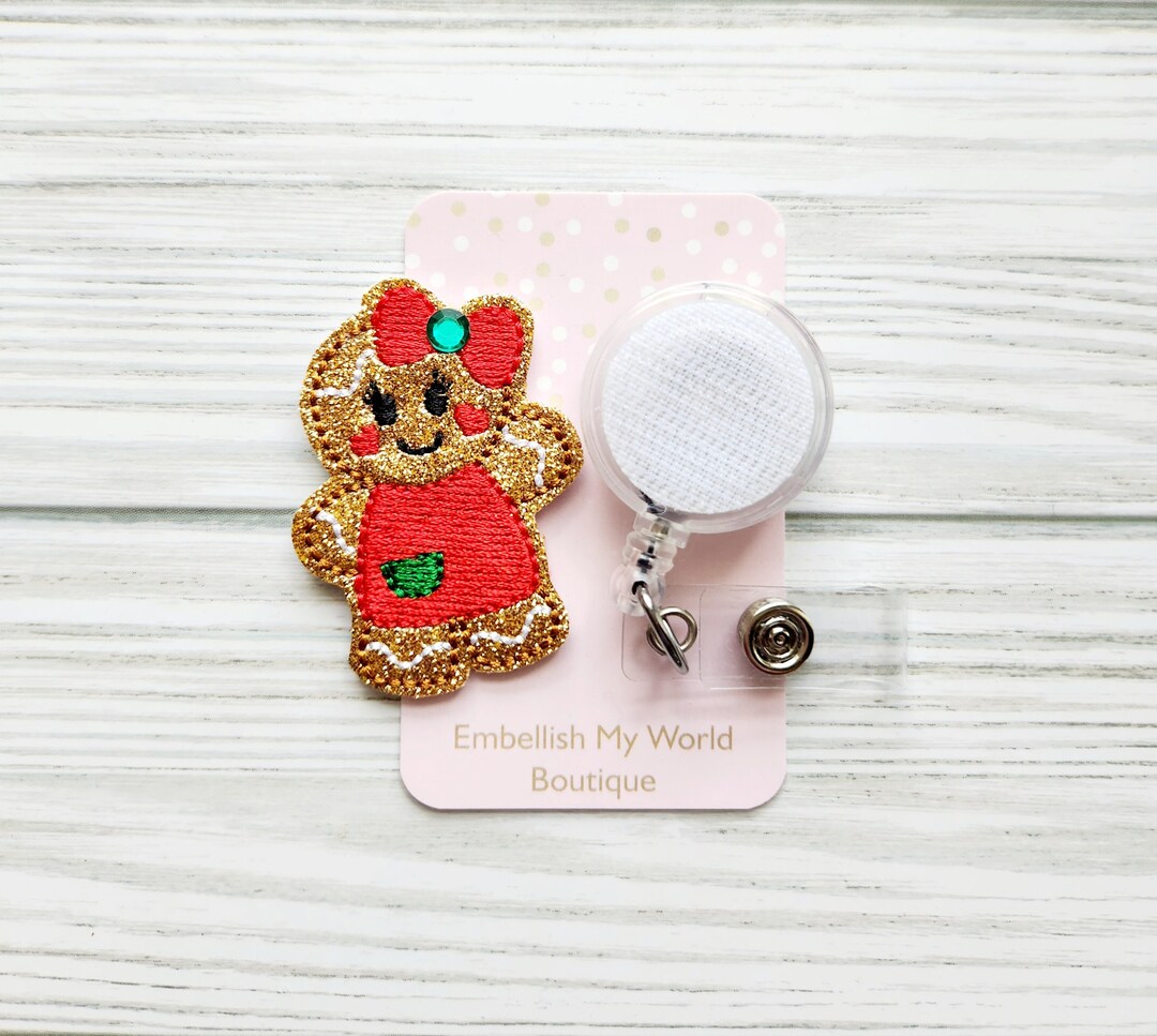 Gingerbread Girl Interchangeable Badge Topper/badge Holder/id Holder ...