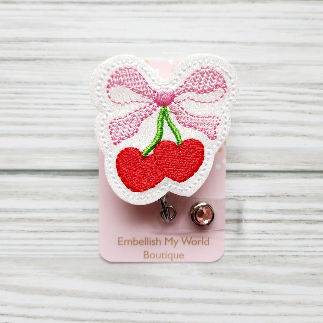Coquette Badge Reel/bow and Cherries/retractable Badge Reel/nurse Badge ...
