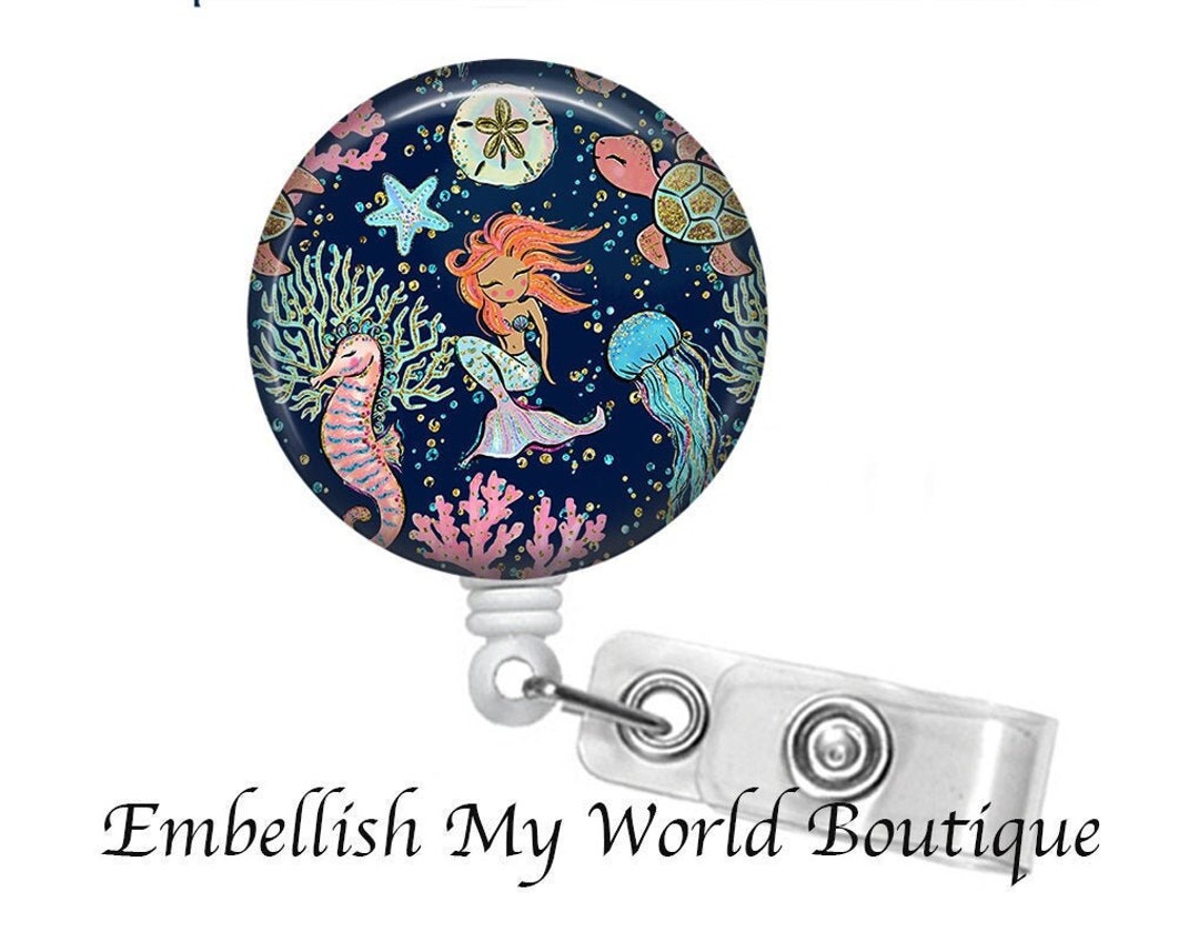 Mermaid Badge Reel/retractable Badge Reel/nurse Badge Reel/badge Holder ...