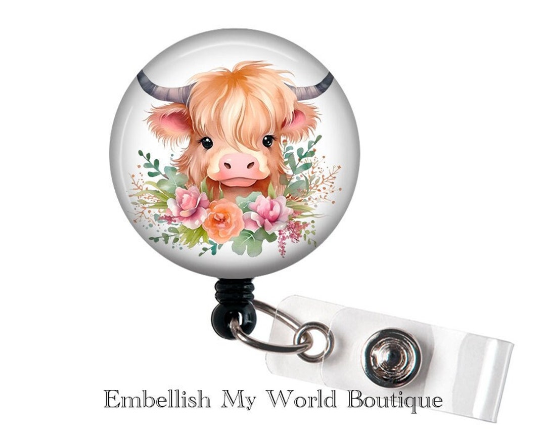 Highland Cow Badge Reel/retractable Badge Reel/nurse Badge Reel/badge ...