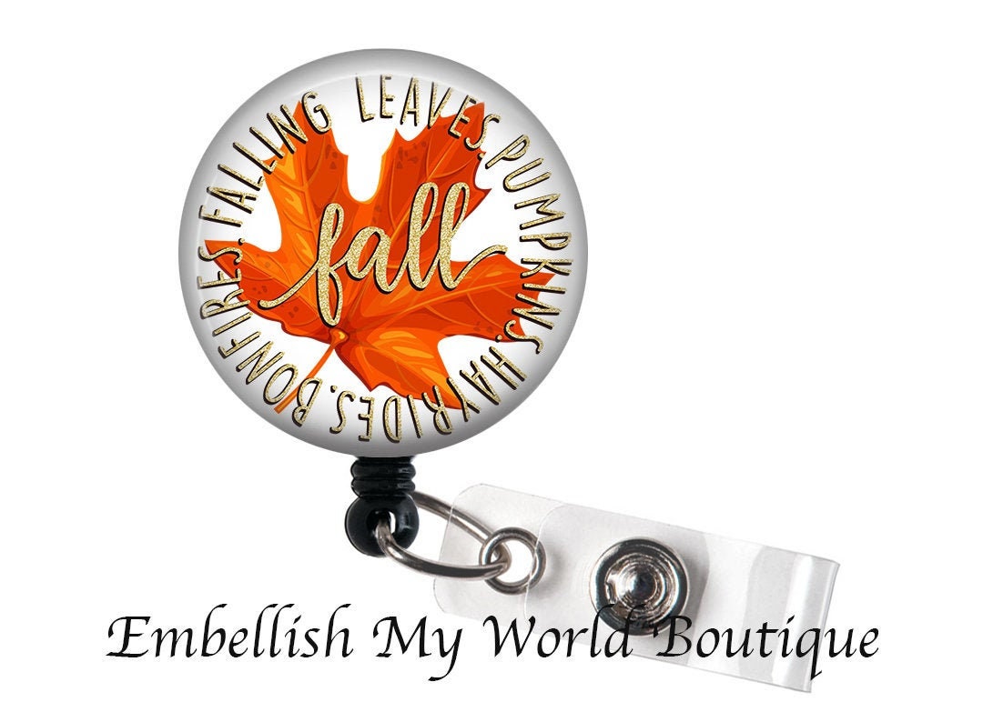 Fall Badge Reel/fall Leaf Badge Reel/badge Holder/id Holder/badge Reel ...
