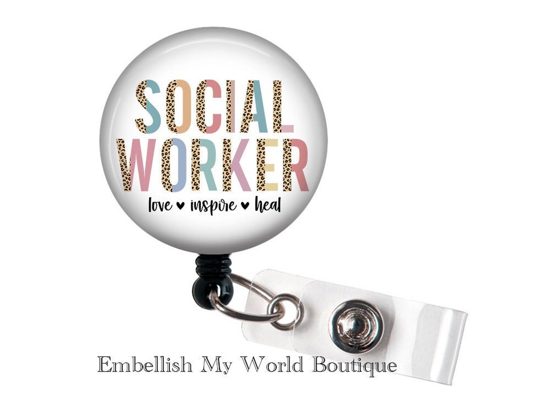Social Worker Badge Reel/badge Reel/badge Holder/id Holder/badge Reel ...