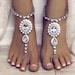 Zelda Silver Barefoot Sandals Rhinestone Shoes Beach Wedding Sandals ...
