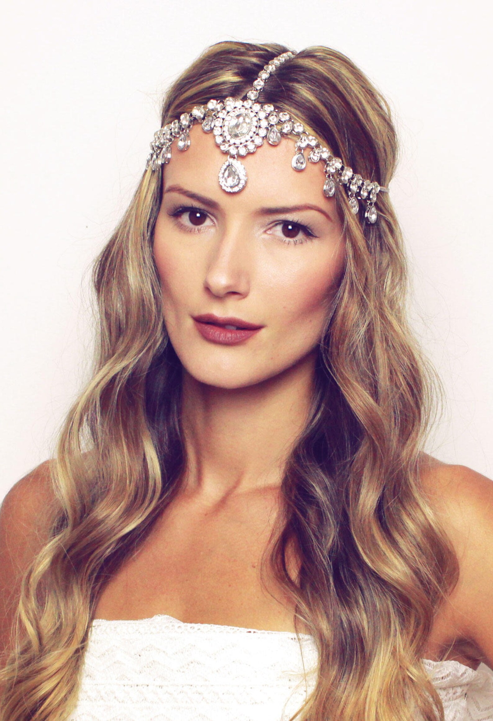 Starla Head Chain Silver Head Chain Head Jewelry Bridal - Etsy