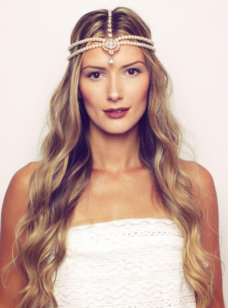 Aria Pearl Head Chain Head Jewelry Head Piece Wedding Hair | Etsy