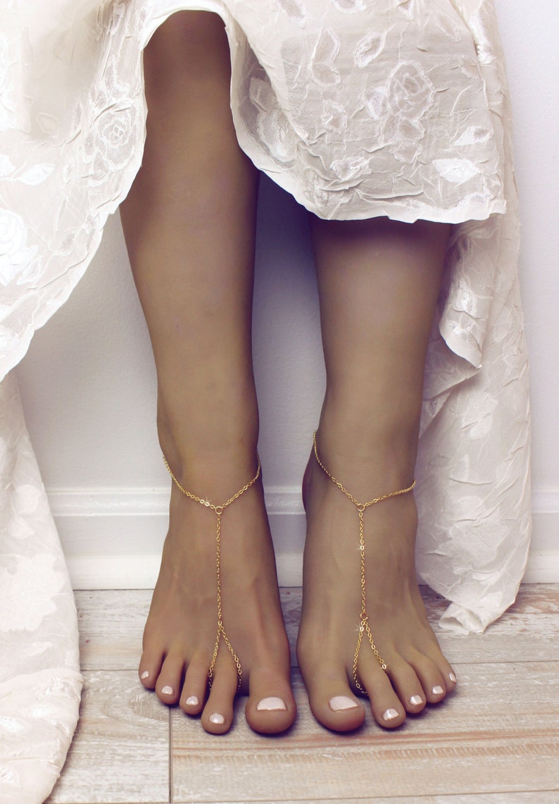Minimalist Barefoot Sandals Gold Anklet Golden Foot Jewelry - Etsy