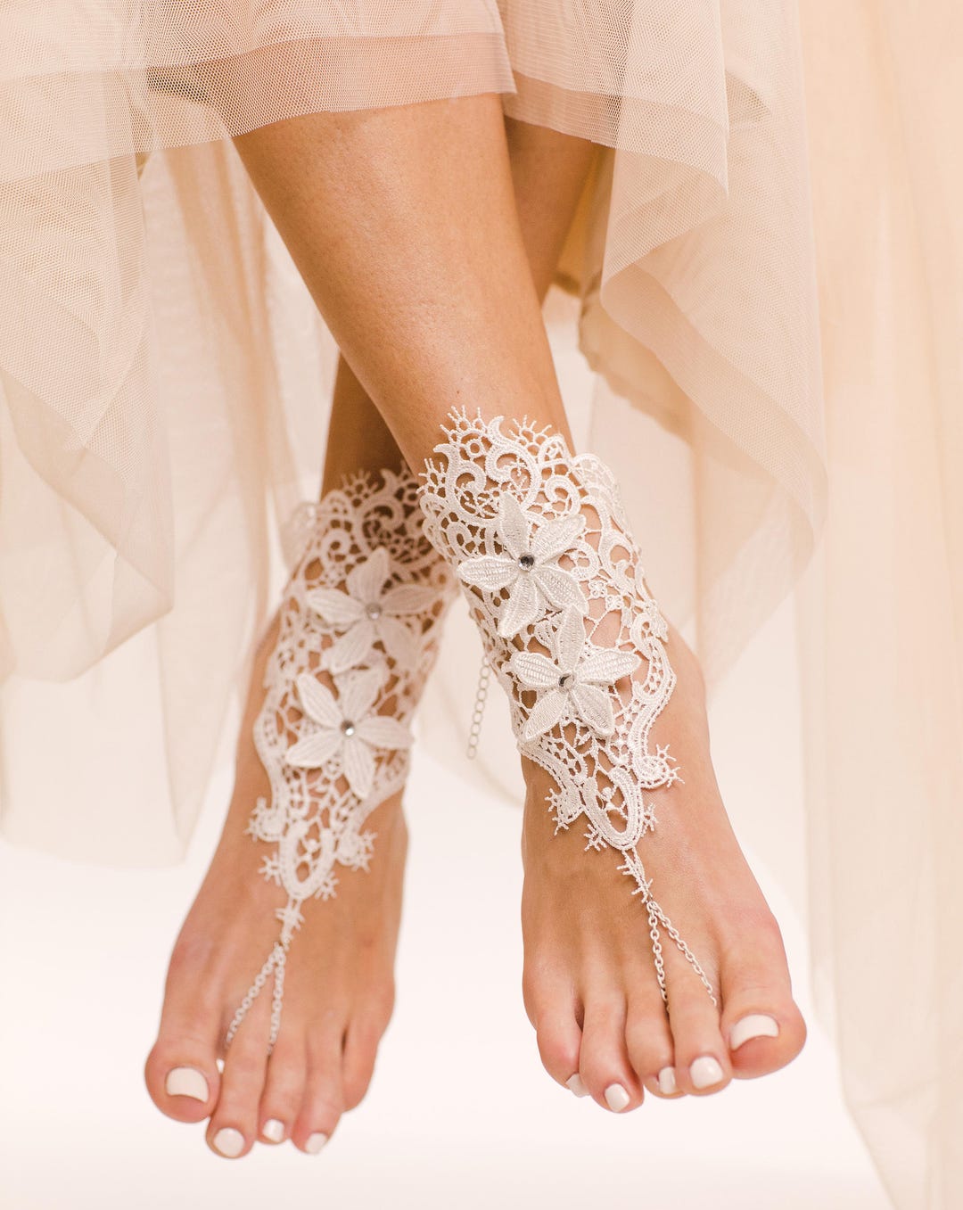 Zaria Lace Barefoot Sandals Lace Sandals Lace Bridal Shoes Crochet ...