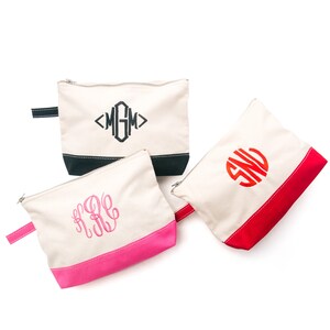 Monogrammed Cosmetic Bag | Personalized Canvas Colorblock Makeup Pouch ...