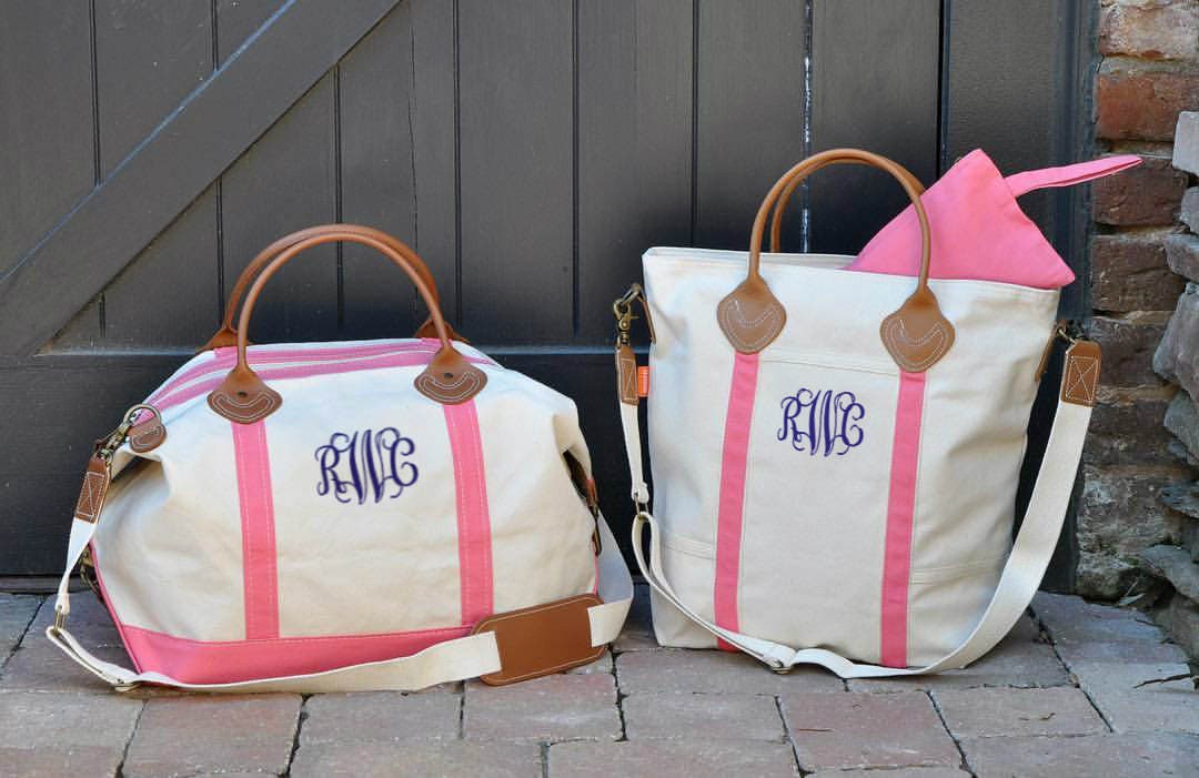 Monogrammed Flight Bag Personalized Canvas and Leather - Etsy