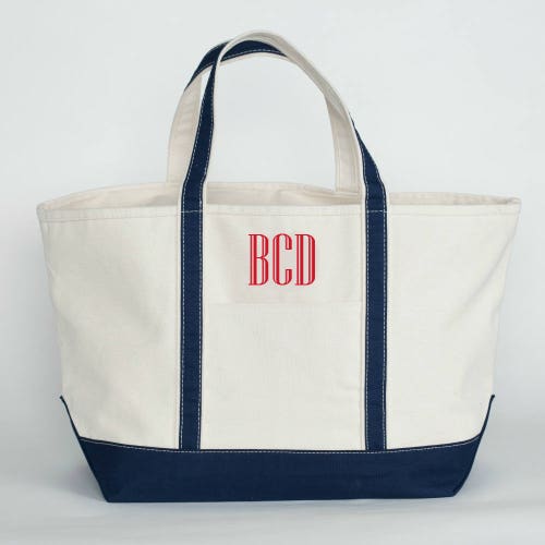 Monogrammed Boat Tote Personalized Medium Canvas Tote Bag - Etsy