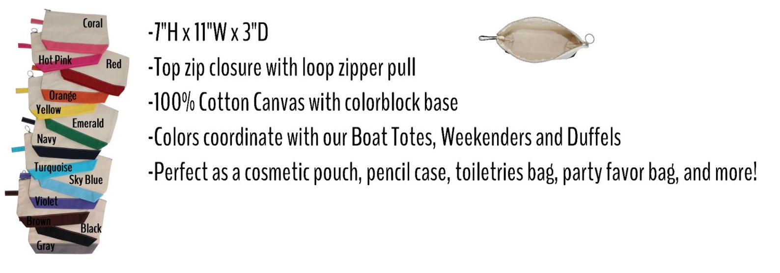 Monogrammed Cosmetic Bag Personalized Canvas Colorblock - Etsy