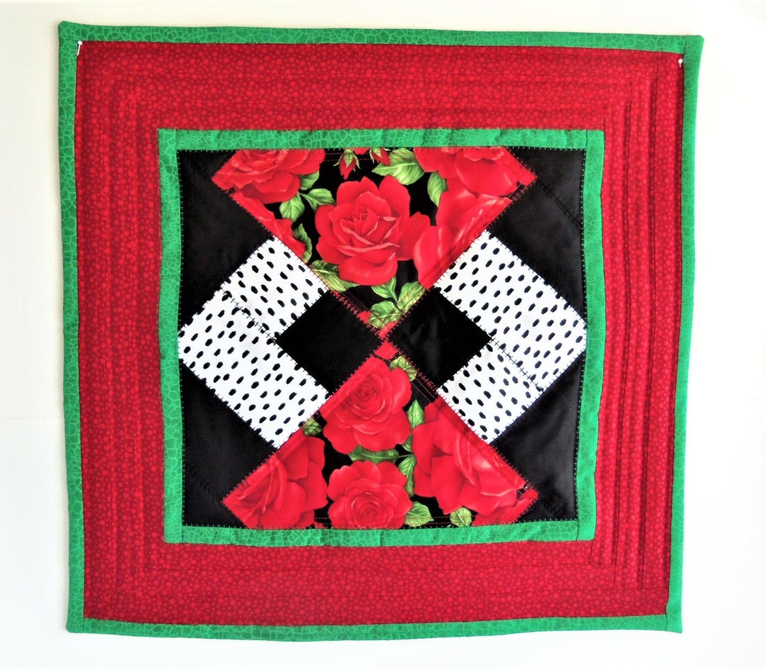 Rose Table Topper Pieced Quilted Scarf Quilted Table Runner - Etsy