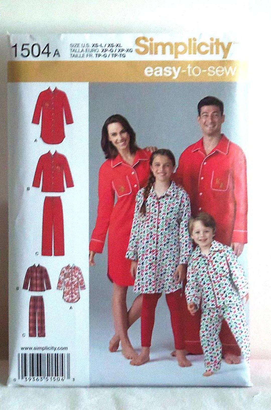 Simplicity Pajama Sewing Pattern New #1504a Uncut - Etsy