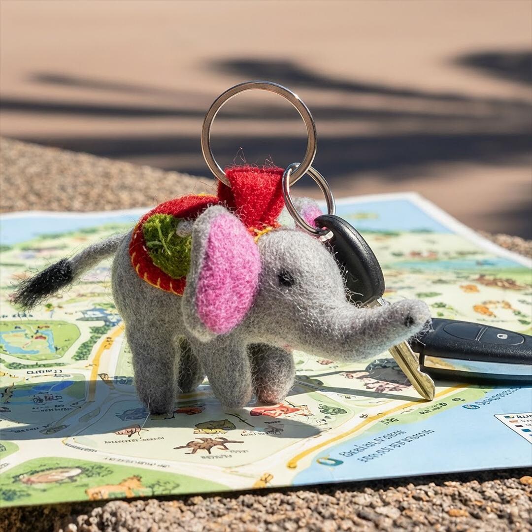 Elsie Elephant Keyring - Handmade - Needle Felt - Fair Trade - Quirky ...