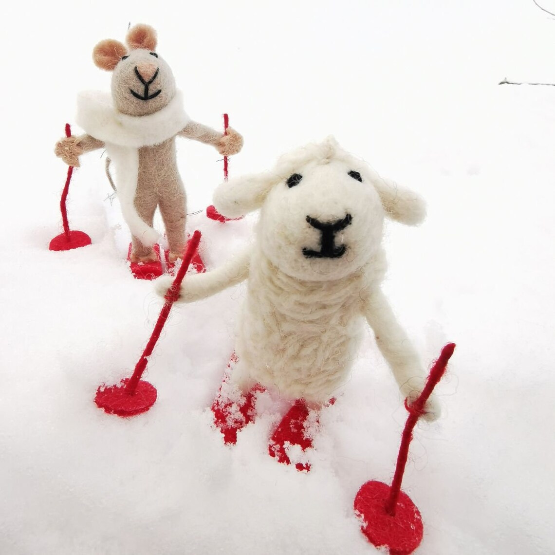 Skiing Sheep Lamb Needle Felted Animal Felt Animal - Etsy