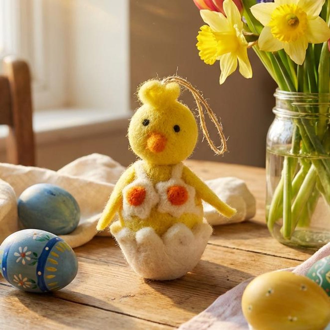 Yolko Ono Chick Easter Handmade Felt Hanging Decoration - Etsy