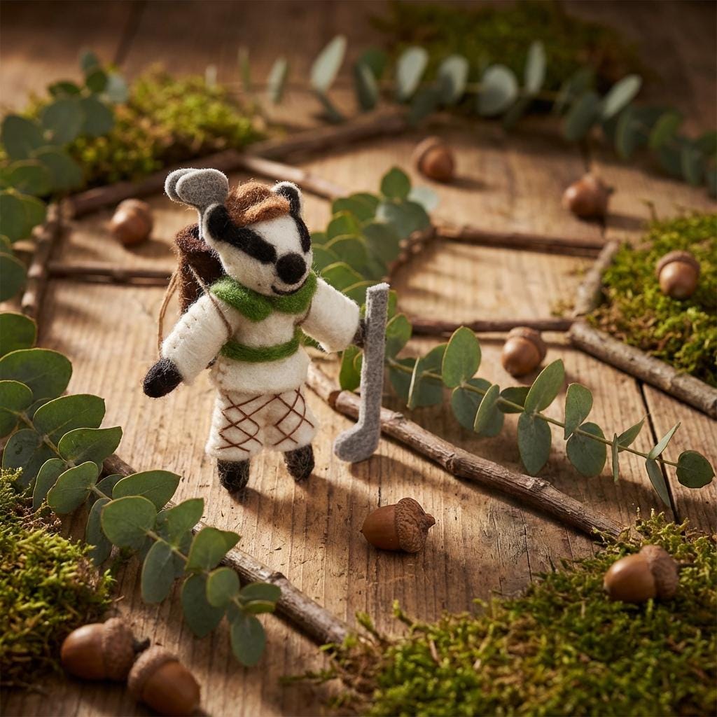 Golfing Badger - Woodland Decoration - Hanging Decoration - Needle ...