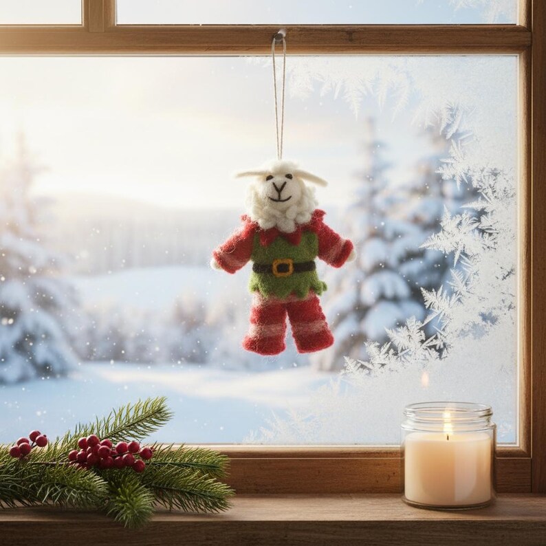 Elfie Sheep - Hanging Decoration - Christmas Decoration - Quirky ...
