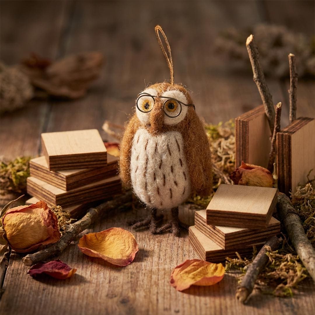 Wilson the Wise Owl - Handmade - Hanging Decoration - Needle Felt ...