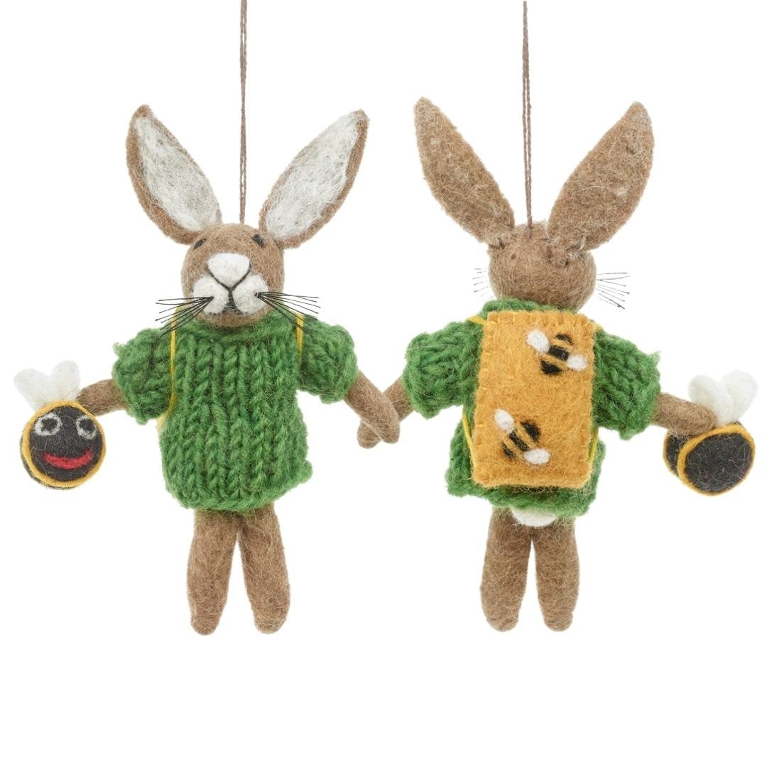 Billy the Bumblebee Hare - Needle Felt - Hanging Decoration ...
