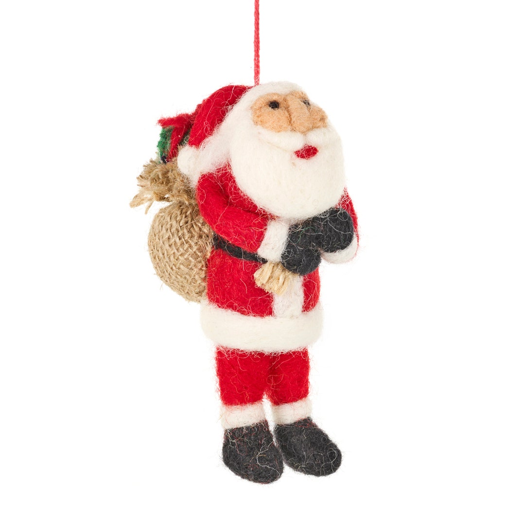 Hanging Father Christmas - Needle Felted - Wool - Fair Trade ...