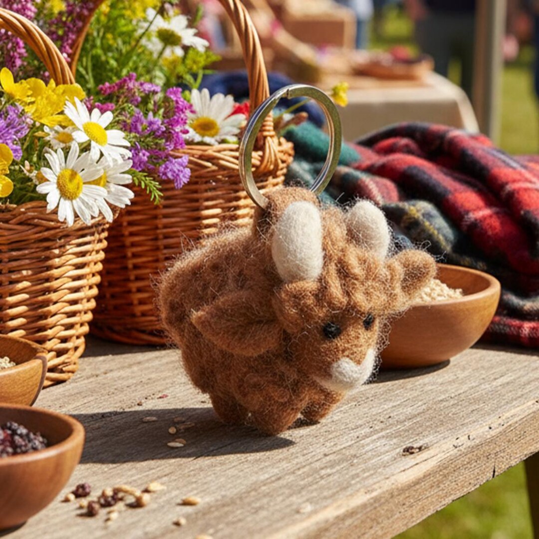 Highland Cow Keyring - Needle Felt - Sustainable - Eco-friendly - Key ...