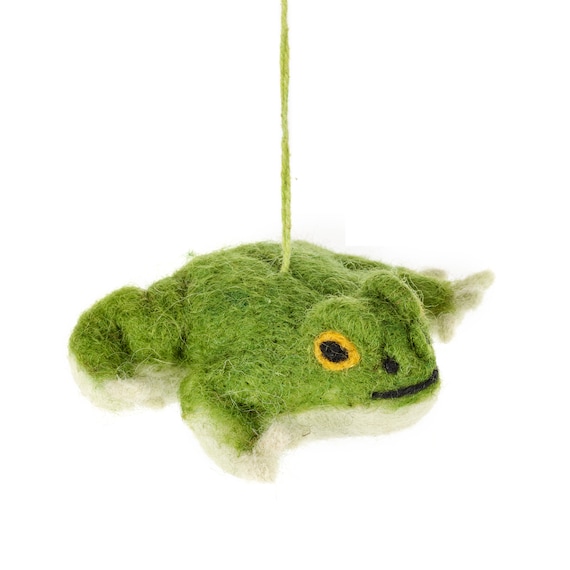 Fiber Arts Felting wool frog sculptures tiny felted frog green felt ...