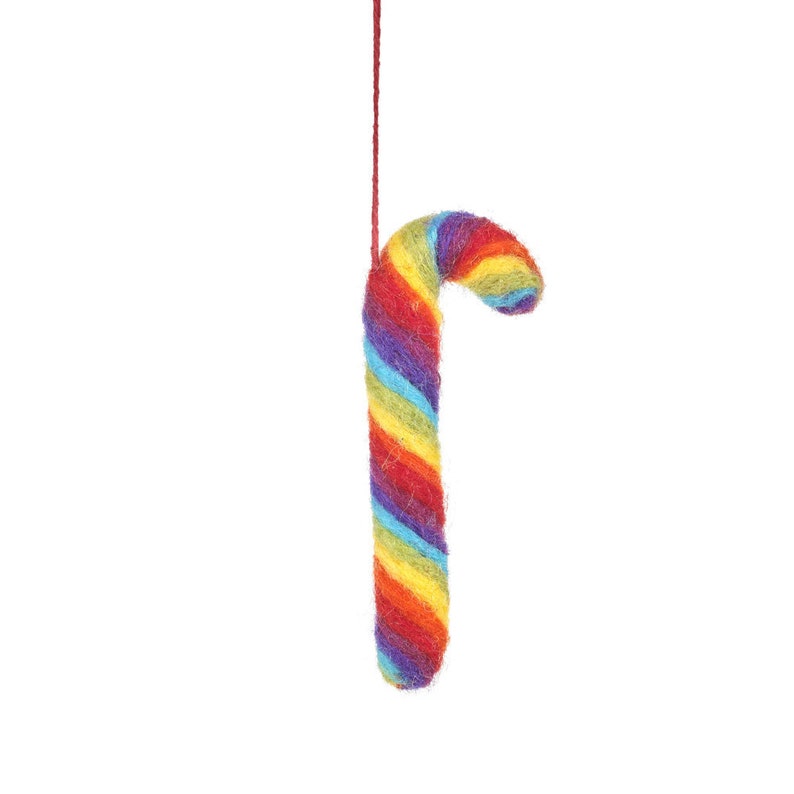 Rainbow Candy Cane Christmas Decoration Pride Handmade - Etsy