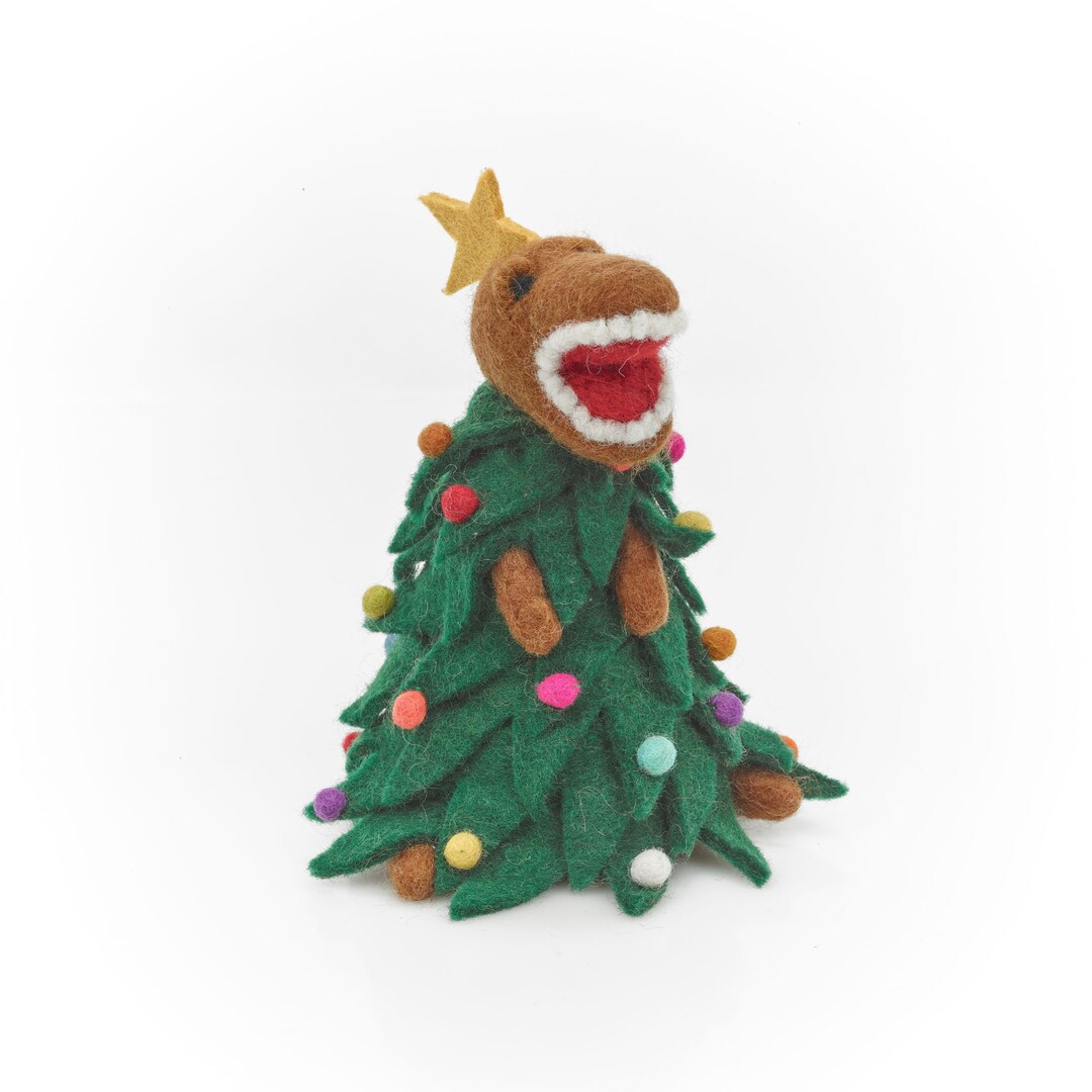 Tree-rex Christmas Tree Topper: Handmade Needle Felt Dinosaur - Etsy