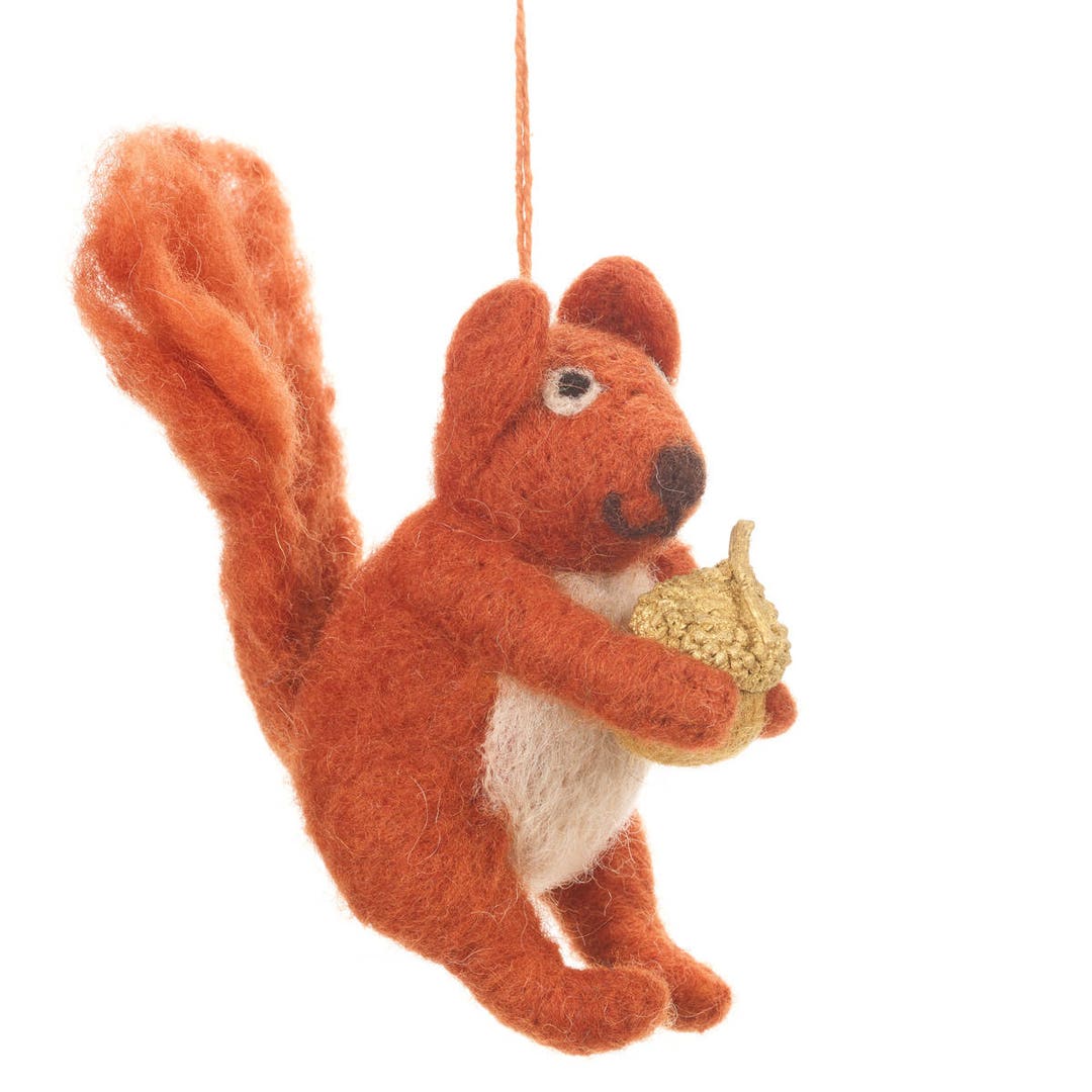 Hanging Red Bushy Squirrel - Hanging Decoration - Needle Felt ...