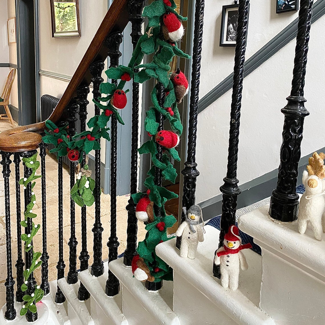 Holly Garland With Robins Felt Garland Felted Decorations | Etsy