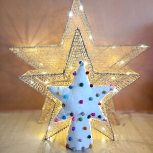 Pompom Star Christmas Tree Topper: Handmade Needle Felt Decoration - Etsy