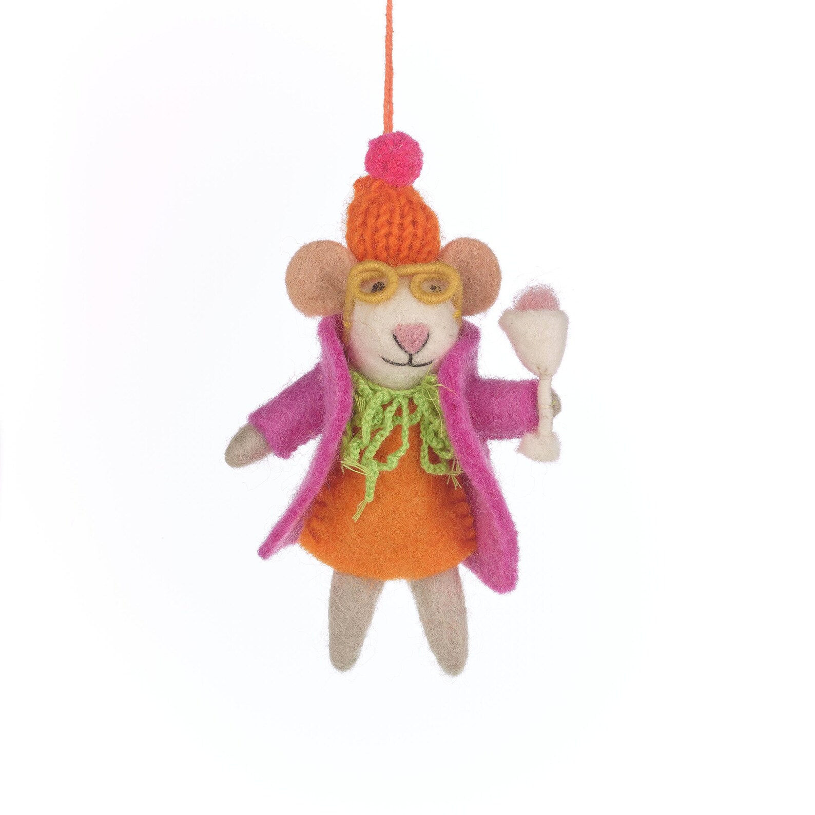 Needle Felted Margie Merry Mouse: Handmade Wool Hanging Decoration - Etsy