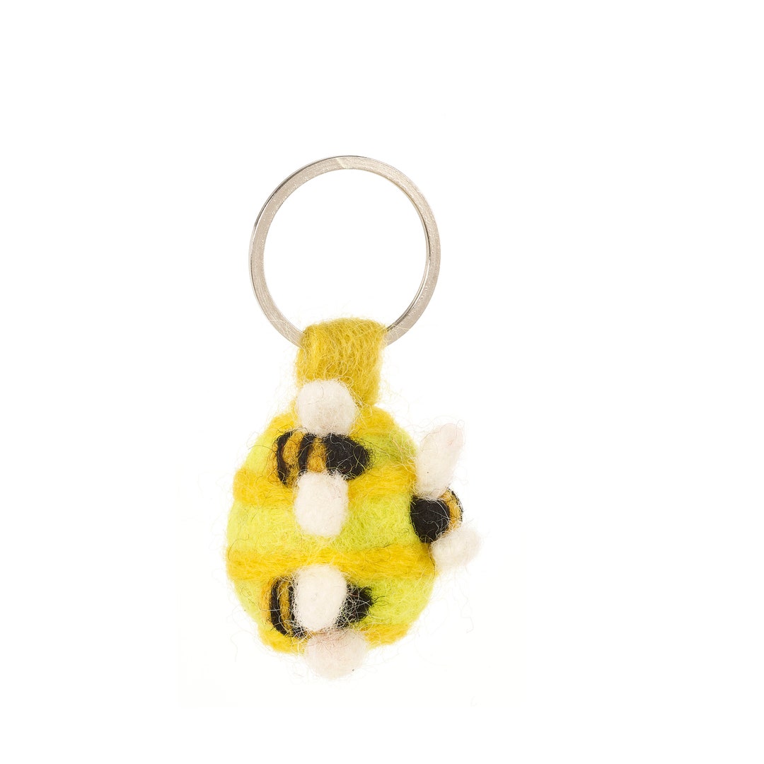 Busy Beehive Keyring Neon Handmade Keychain Needle Felt Sustainable ...