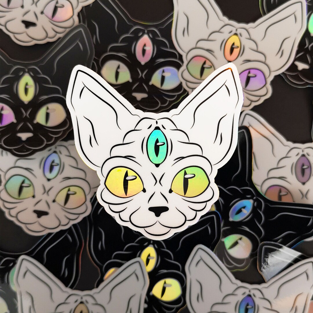 Sphynx Cat - Holographic Vinyl Sticker - Etsy