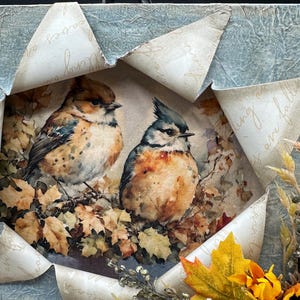 Handmade Fall Birds Burst Canvas Shelf Sitter/leaner. - Etsy