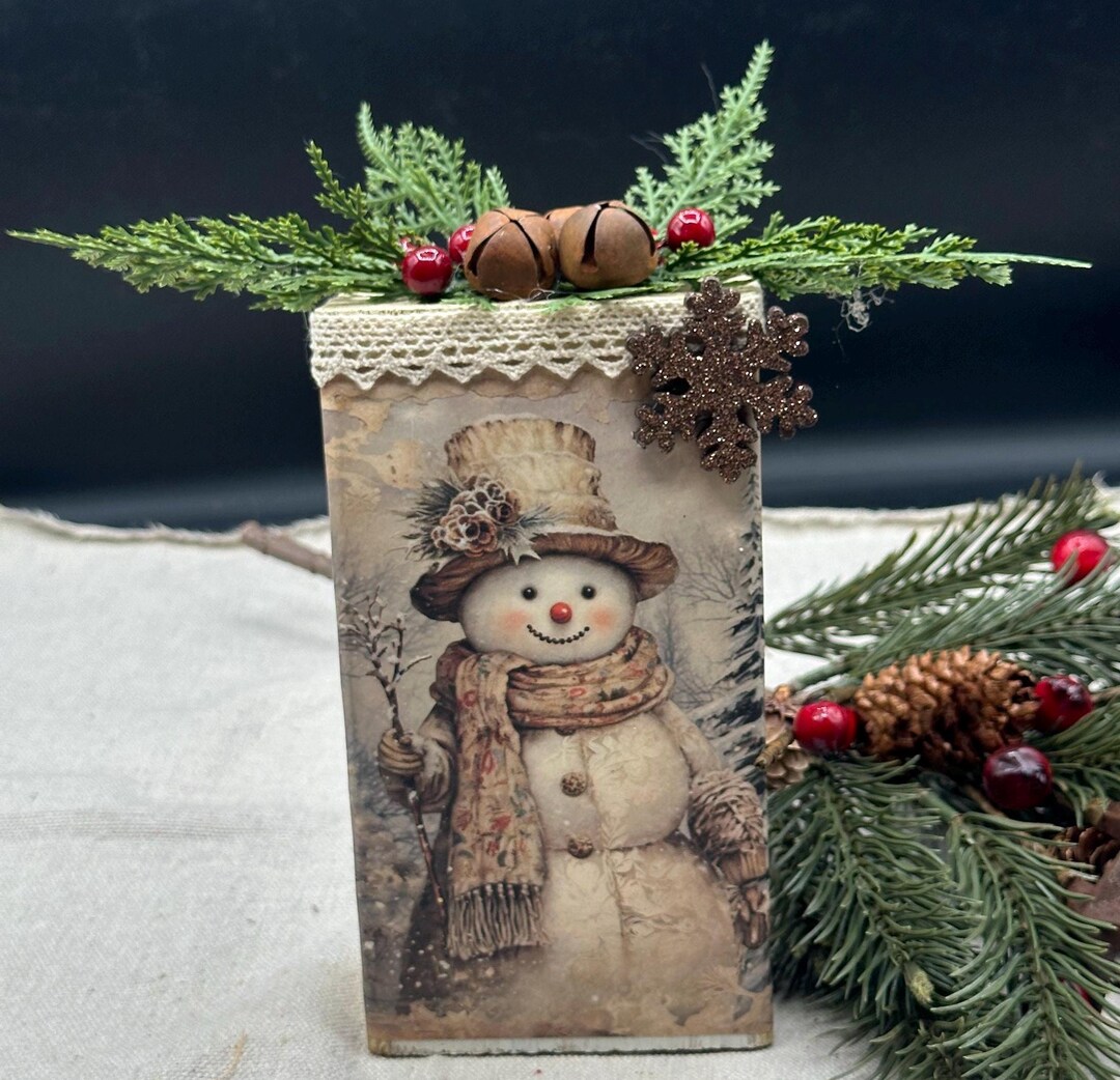 Handmade 2x4 Rustic Farmhouse Snowman Shelf Sitter - Etsy