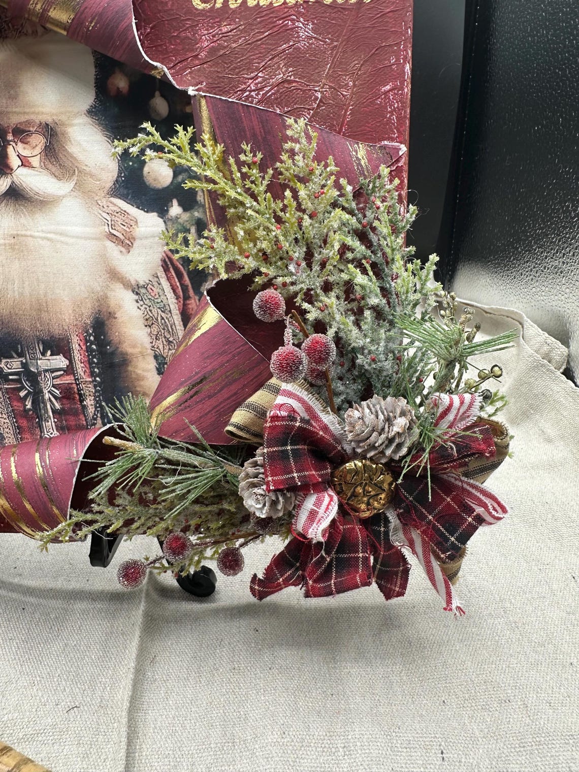 Large Vintage Santa Busted Canvas Christmas Decor - Etsy