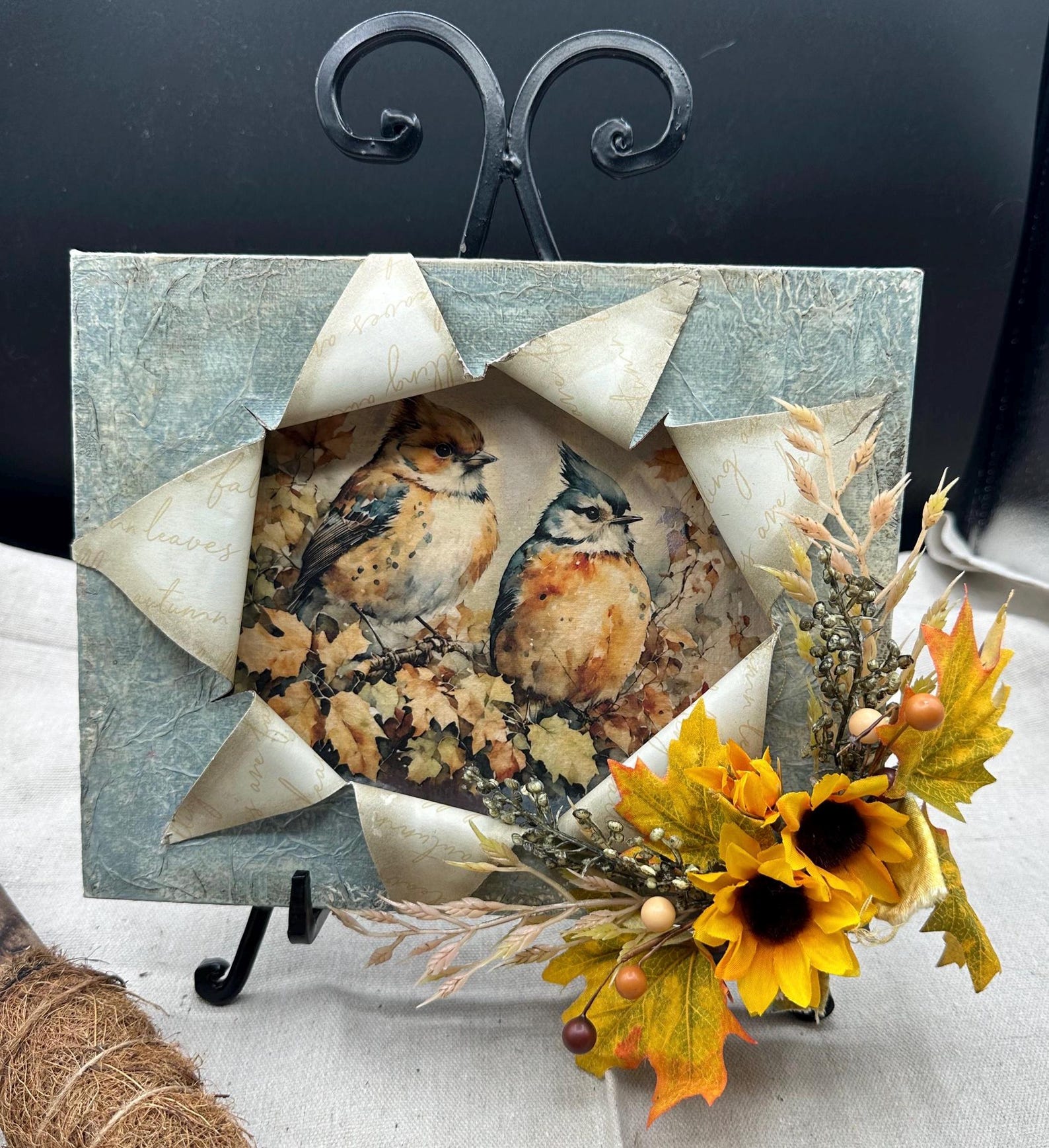 Handmade Fall Birds Burst Canvas Shelf Sitter/leaner. - Etsy