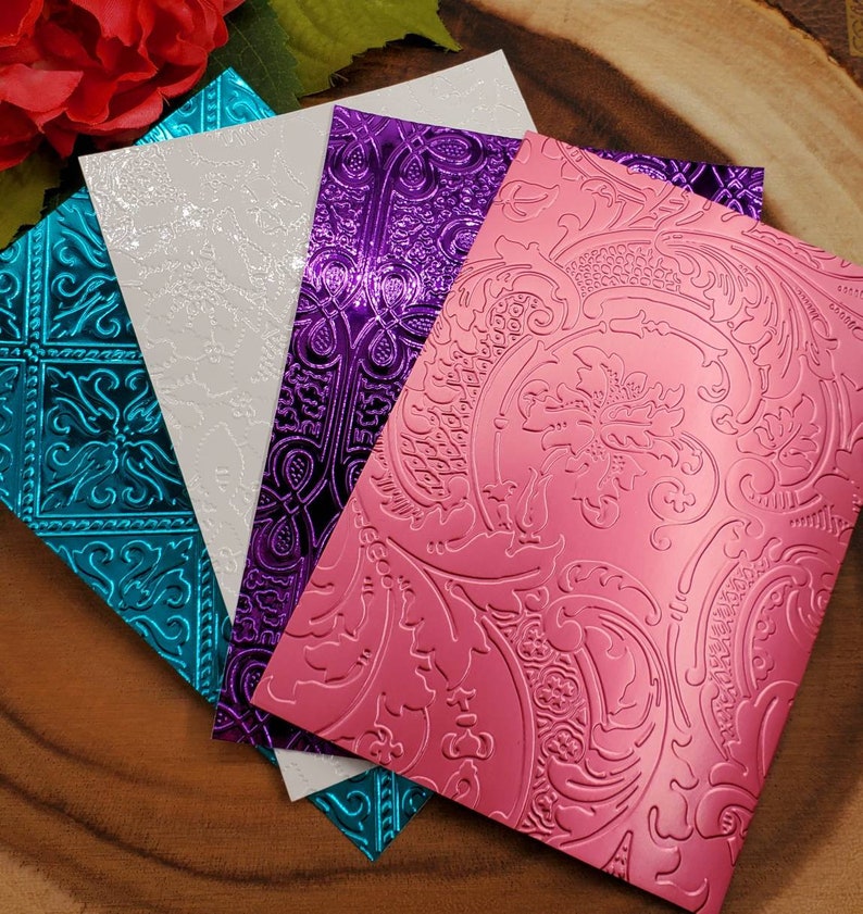 Anna Griffin 3D Deep Embossed Texture Metallic Matte and Shiny Foil 5x7 ...